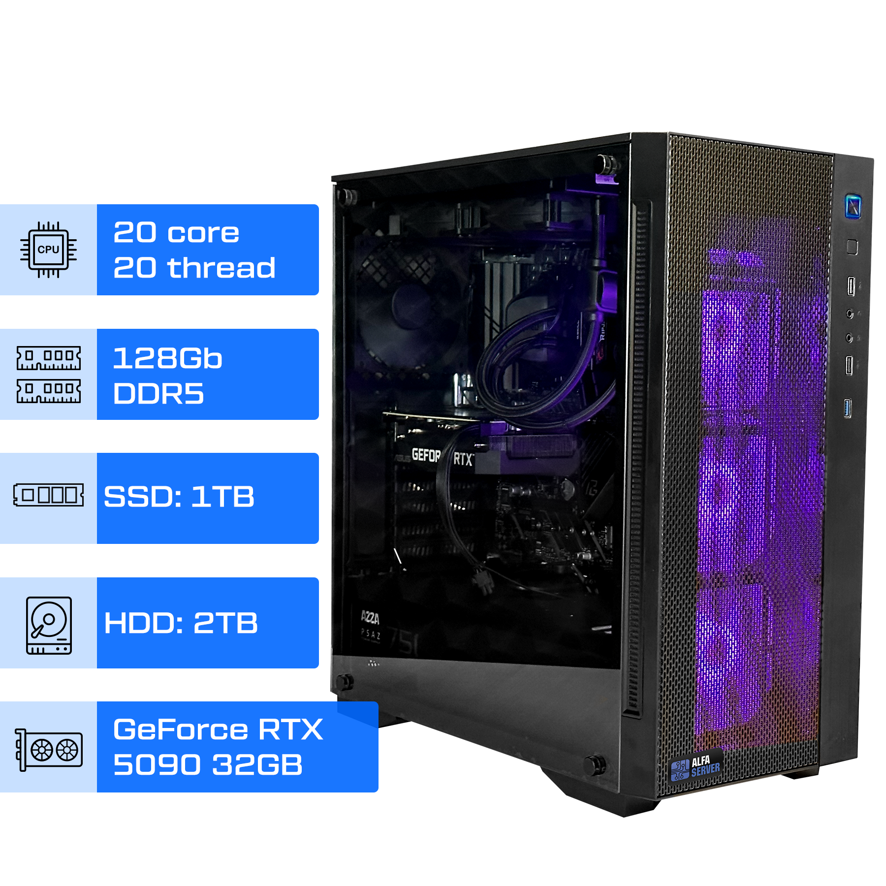 Робоча станція ALFA 505 / Intel Core Ultra 7 265KF / RAM 128GB / SSD 1 ...