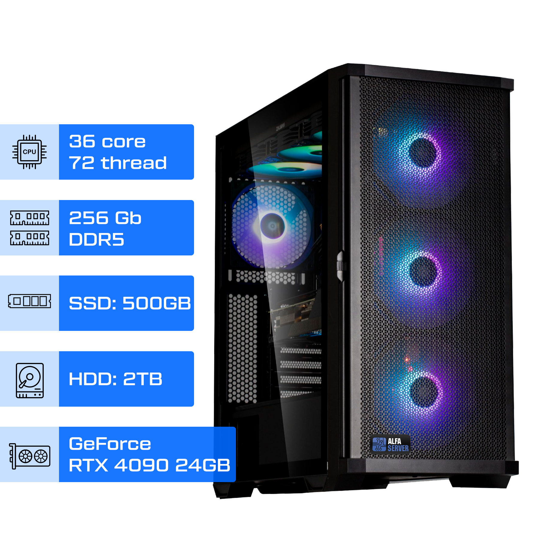 Робоча станція ALFA 400 / Intel Xeon w9-3475x / RAM 256GB / SSD 500GB ...