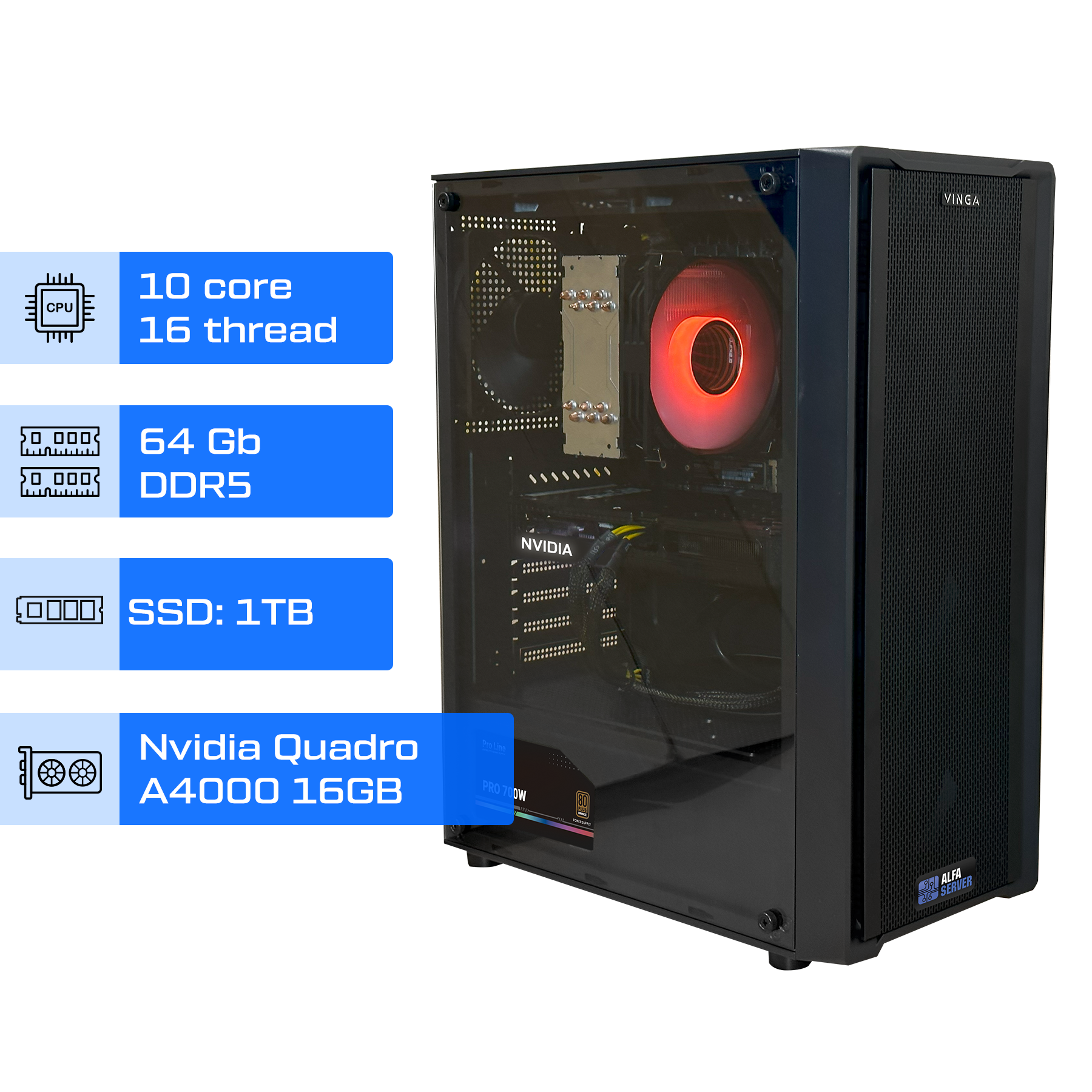 Робоча станція ALFA Pro 700 / Intel Core i5 14400F / RAM 64GB / SSD 1 ...